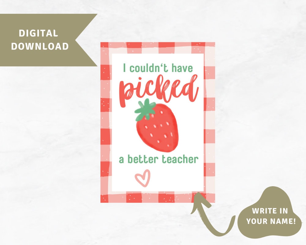 Couldn't Have Picked a Better Teacher Gift Tag, Teacher Appreciation ...