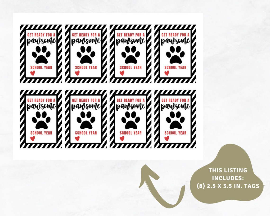 Get Ready for a Pawsome School Year Gift Tag, Teacher Appreciation Tag ...
