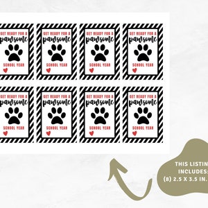 Get Ready for a Pawsome School Year Gift Tag, Teacher Appreciation Tag ...
