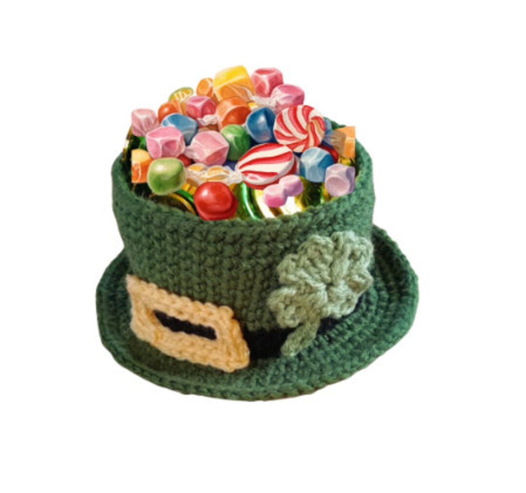 St. Patrick's Day Lucky Leprechaun Hat Candy Bowls Crochet Pattern - Etsy