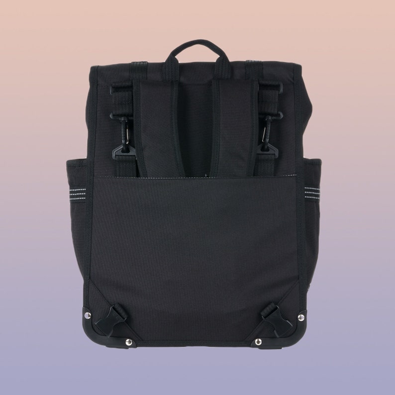 Black Nylon Bicycle Pannier / Rolltop Backpack Bike Bag - Etsy