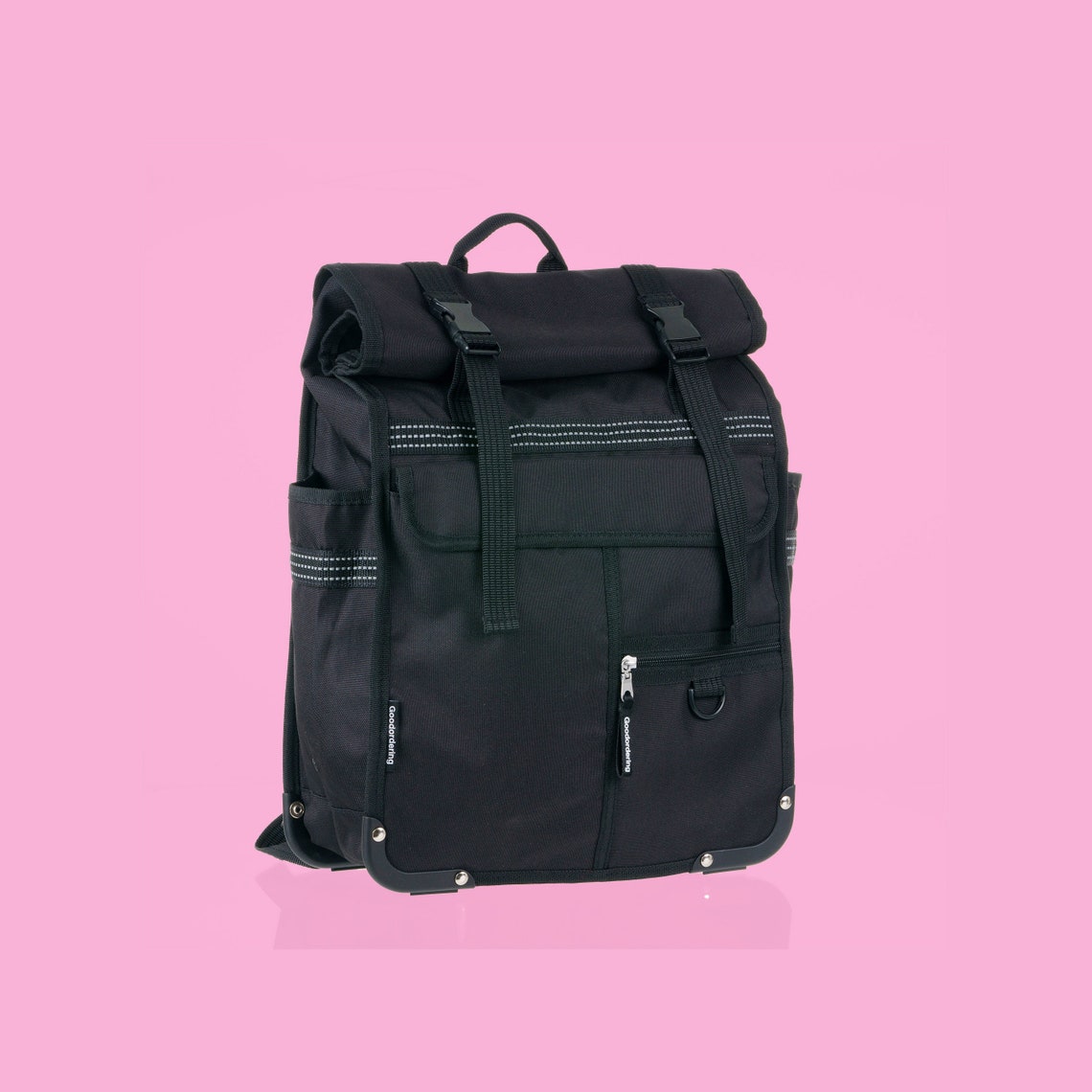 Black Nylon Bicycle Pannier / Rolltop Backpack Bike Bag - Etsy