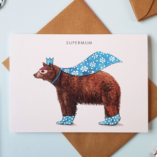 Supermum Bear Mother's Day Card - Etsy