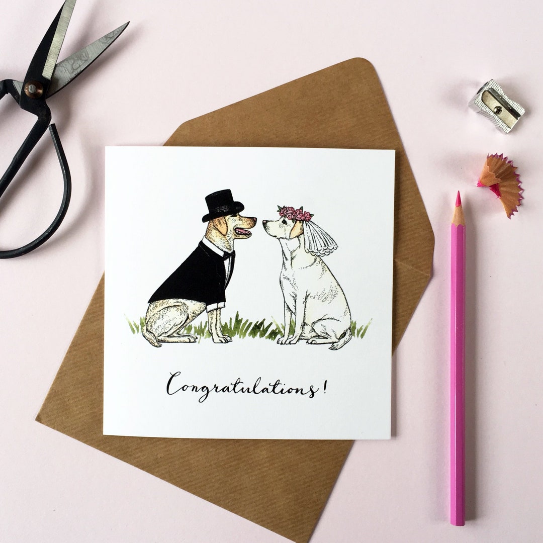 Labrador Dogs Wedding Card, Engagement Card, Congratulations Card - Etsy
