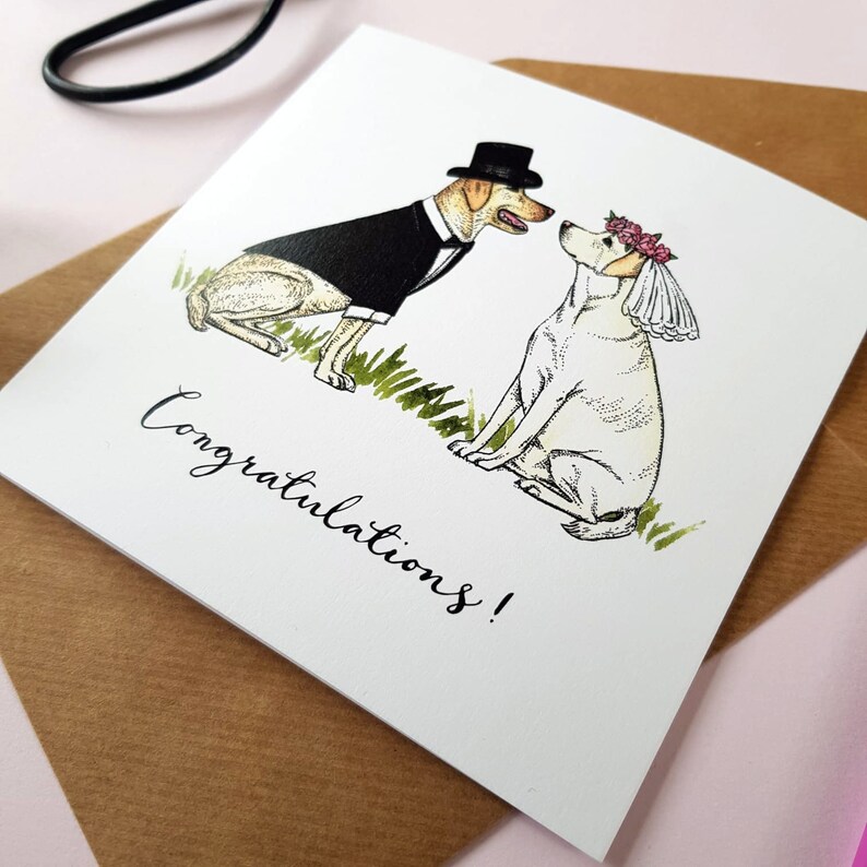 Labrador Dogs Wedding Card Engagement Card Congratulations - Etsy