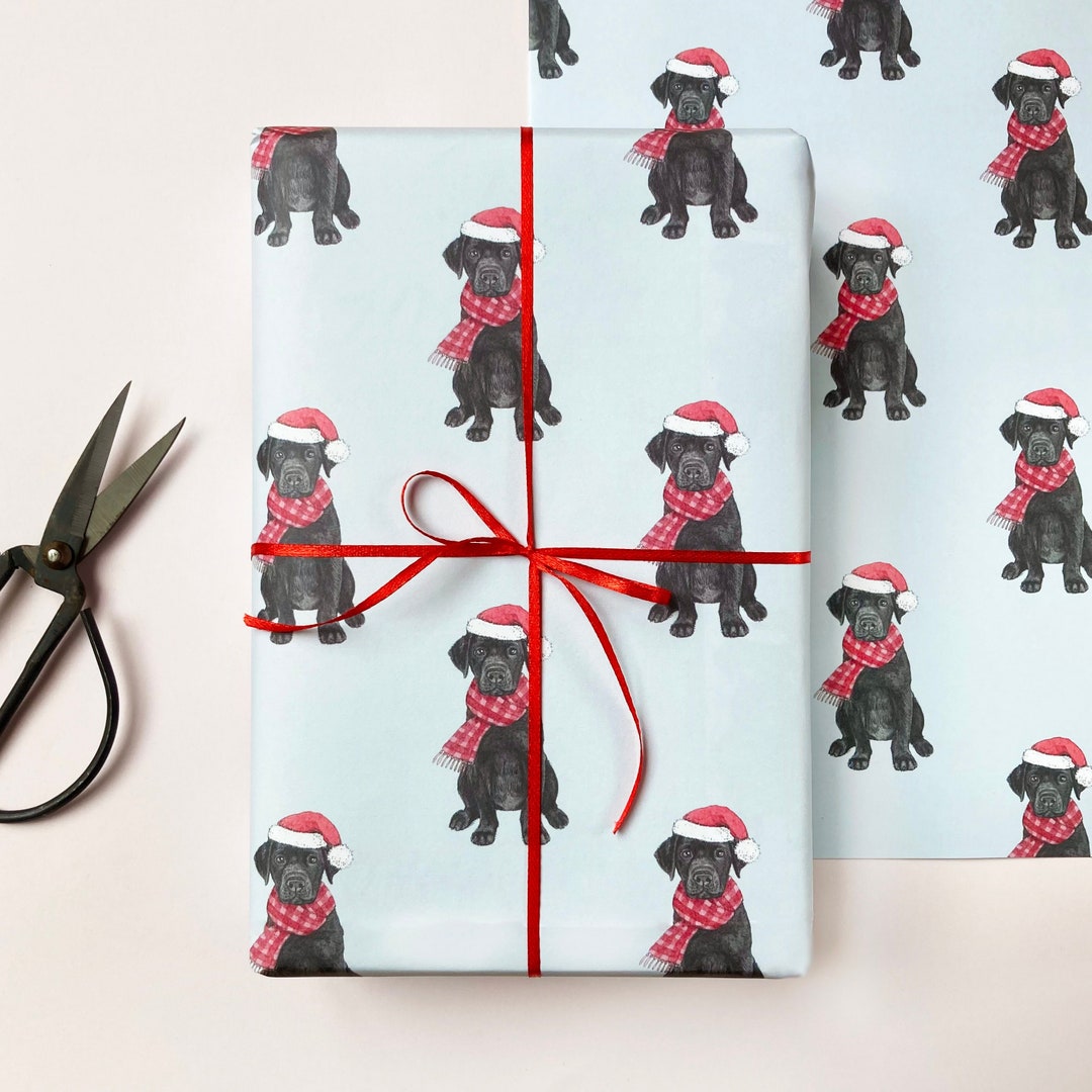 Festive Black Labrador Christmas Wrapping Paper - Etsy