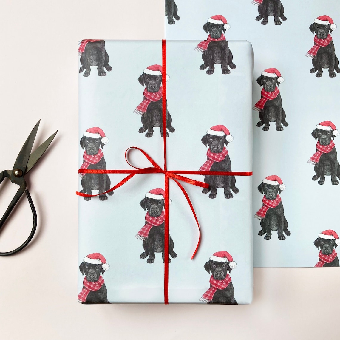 Festive Black Labrador Christmas Wrapping Paper - Etsy