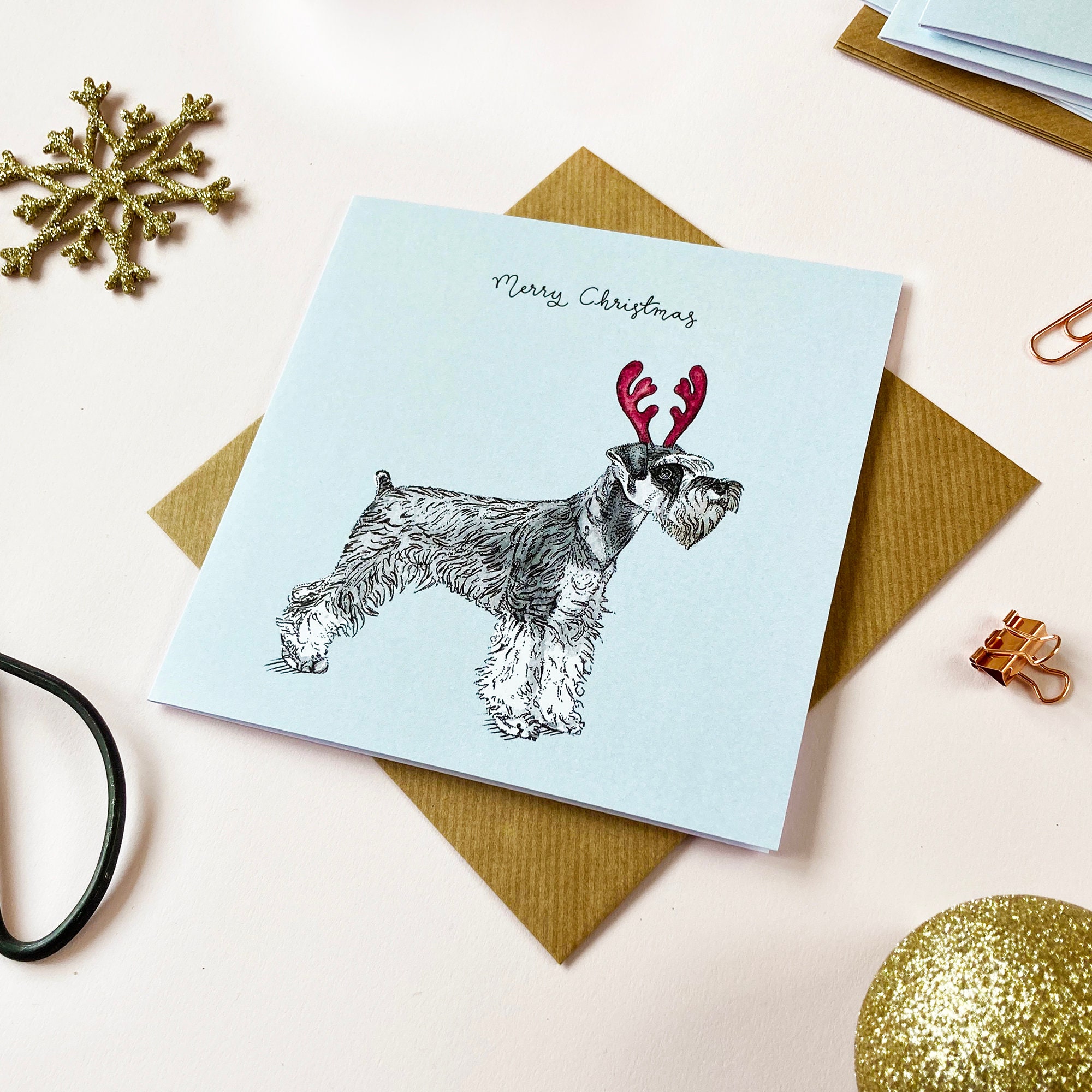 Festive Miniature Schnauzer Dog Christmas Card - Etsy UK