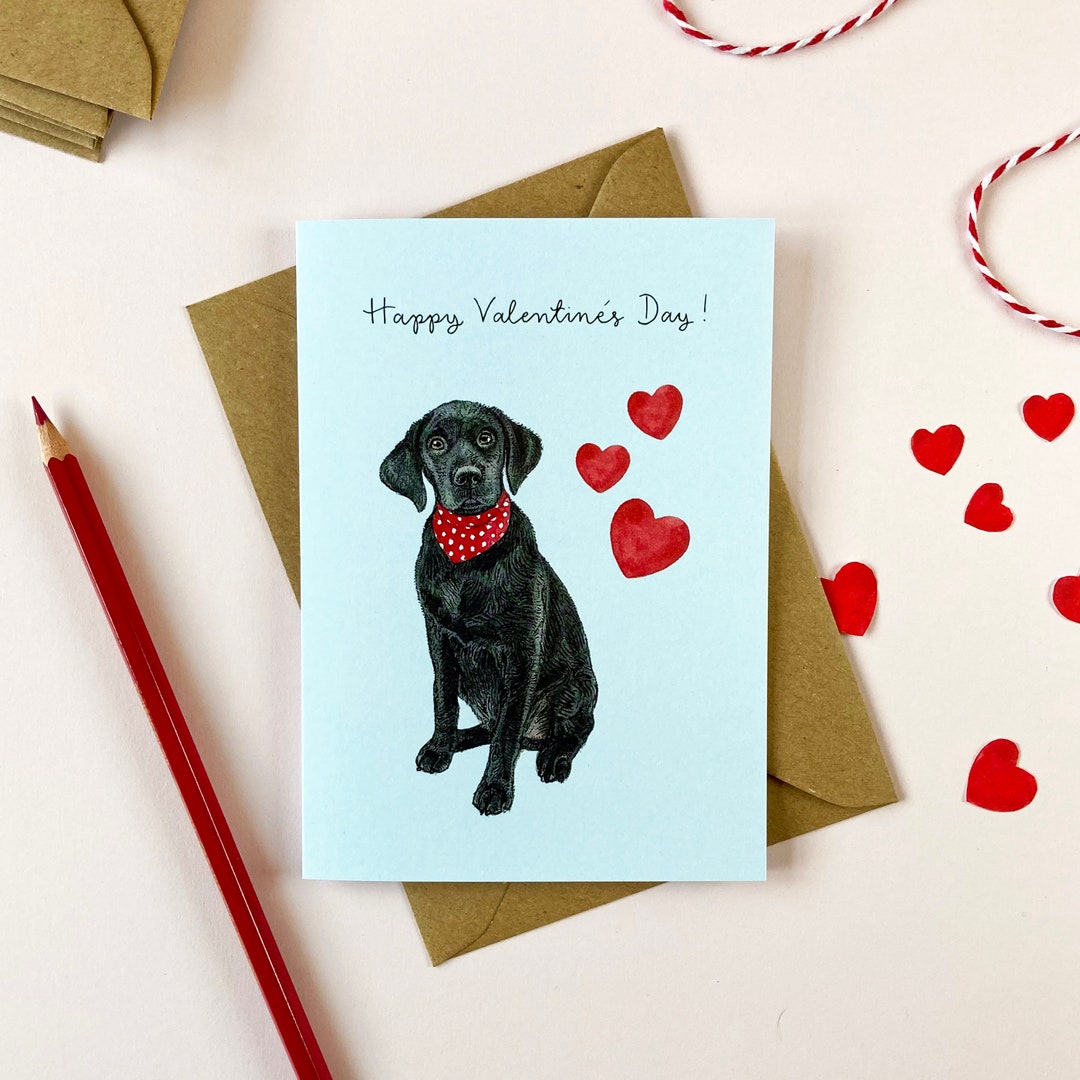 Black Labrador Valentine's Day Card - Etsy