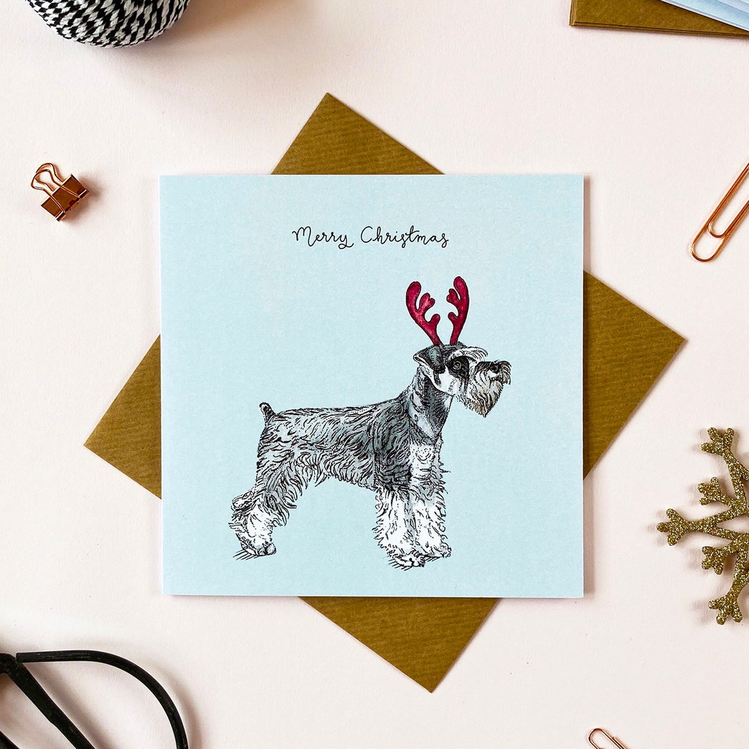 Festive Miniature Schnauzer Dog Christmas Card - Etsy