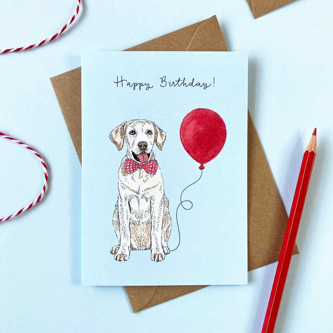 Yellow Labrador Dog Birthday Greetings Card - Etsy