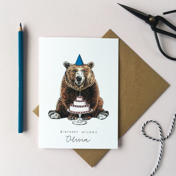 Bear Birthday Card - Etsy