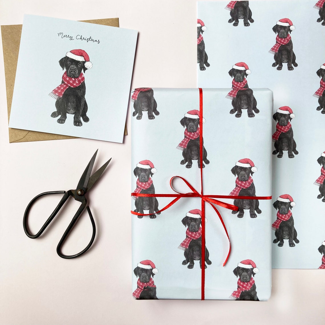 Festive Black Labrador Christmas Wrapping Paper - Etsy