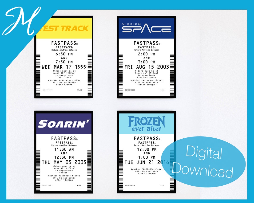 Epcot Poster Bundle fastpass Ticket Attraction Poster DIY Printable ...