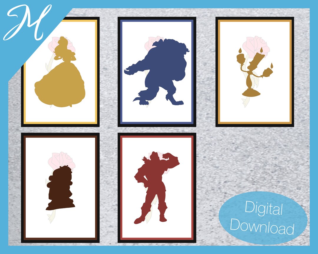 Beauty and the Beast Poster Prints Set of 5 Printable - Etsy