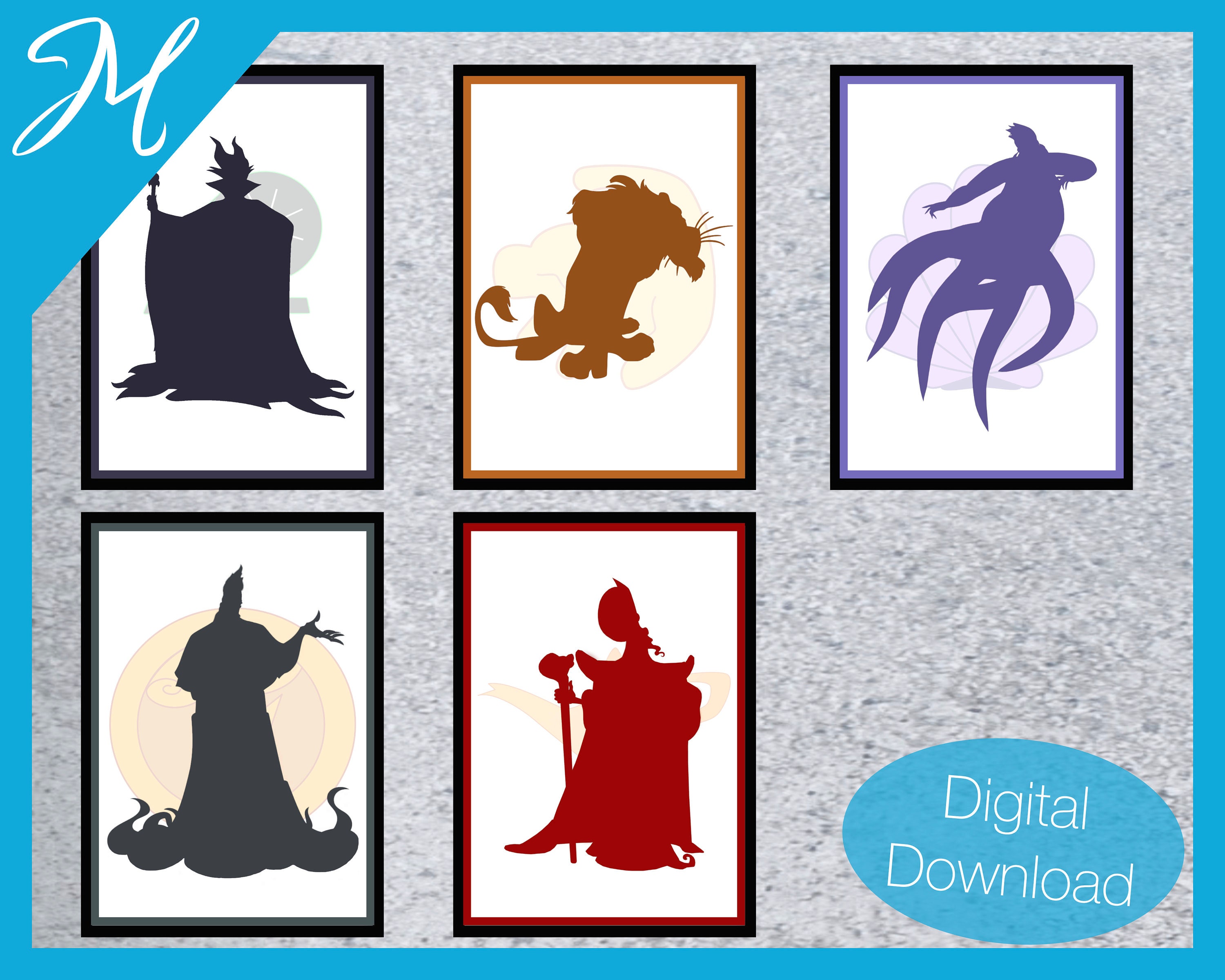 Villains Poster Prints | Set of 5 Printable Wall Art Movie Poster | DIY ...