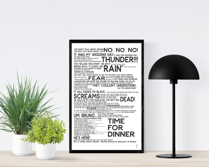 We Dont Talk About Bruno Poster Song Lyrics Wall Art - Etsy