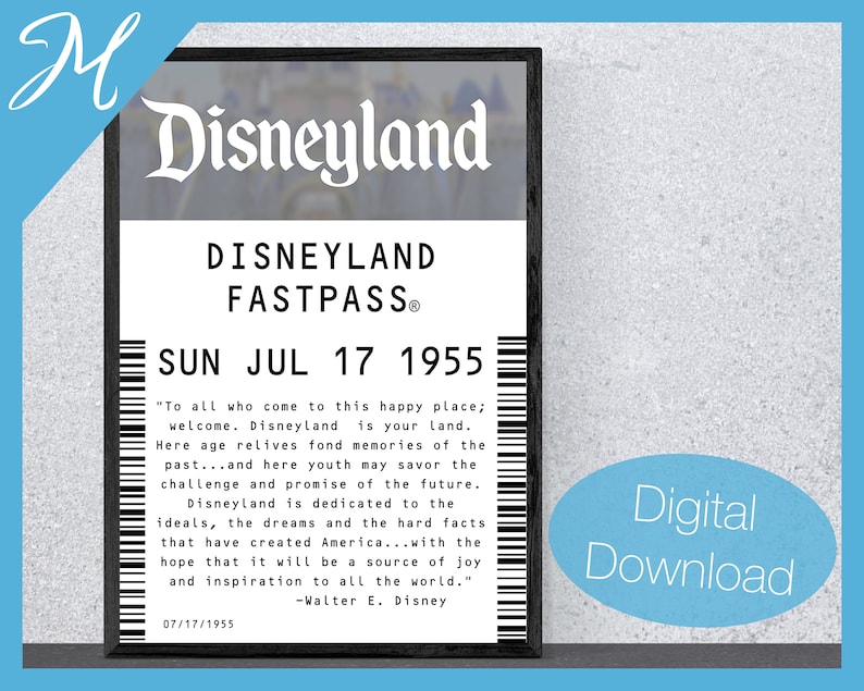DL Poster fastpass Ticket DIY Printable Wall Art Home - Etsy