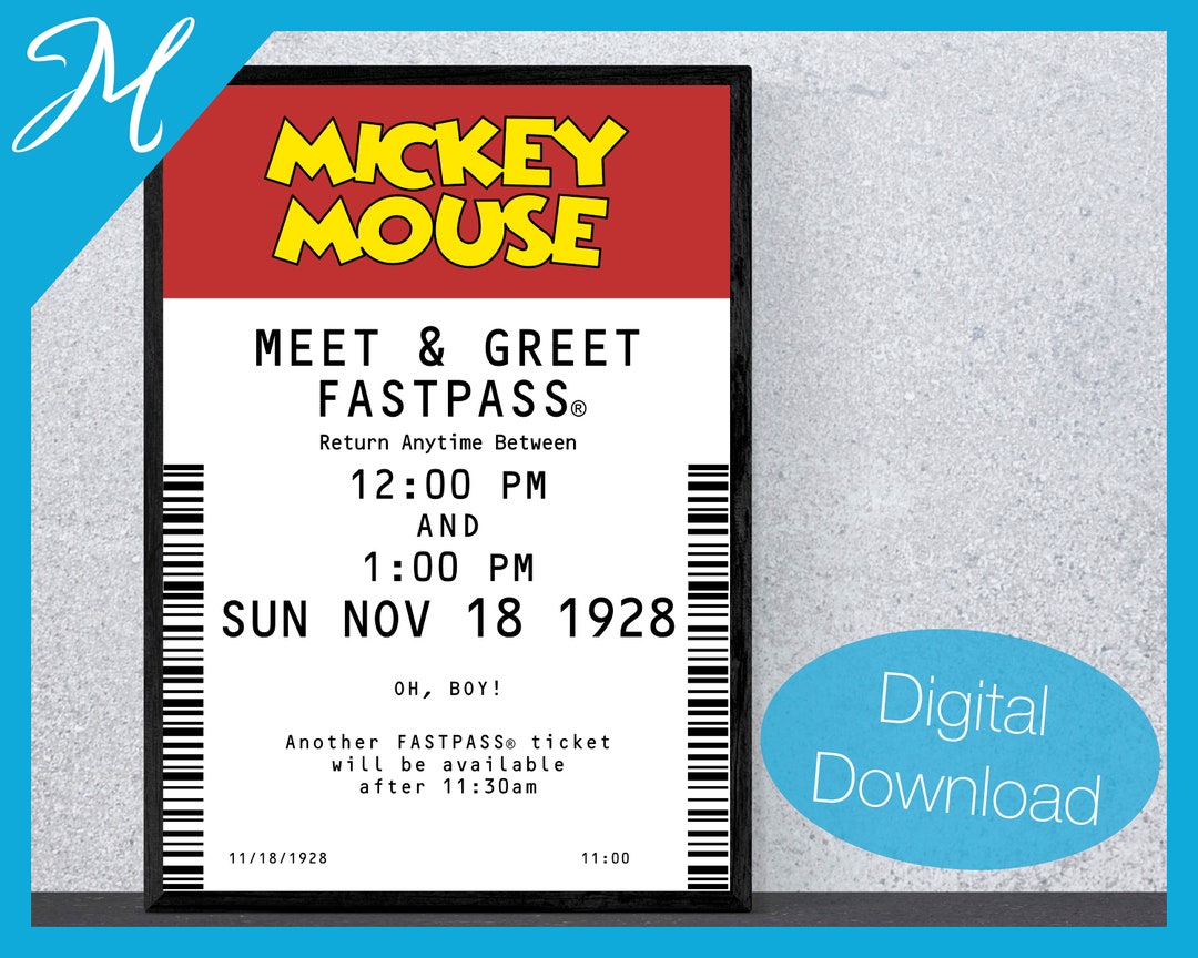 Mickey Mouse Poster (fastpass Ticket) | DIY Home Decor | Printable ...