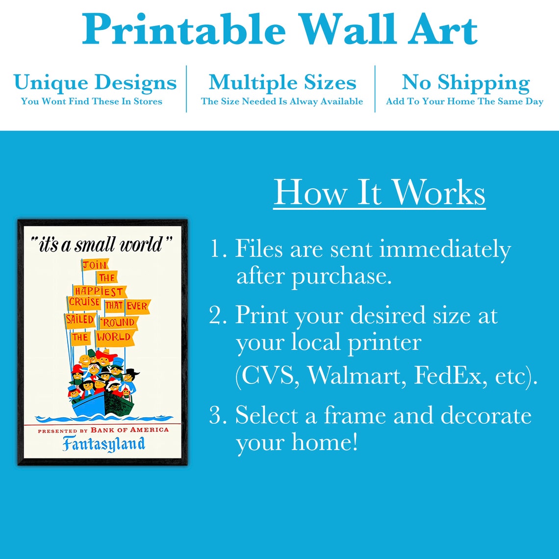 Its a Small World Poster Vintage Poster DIY Printable Wall - Etsy