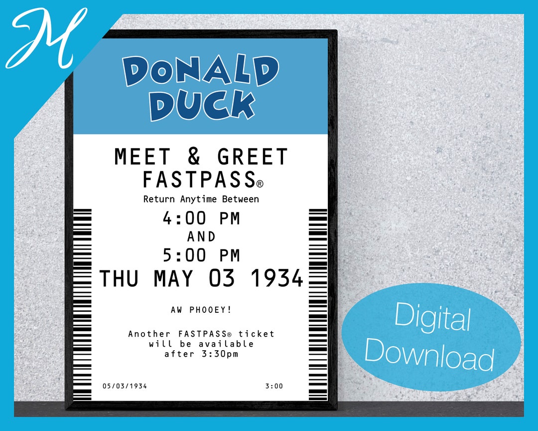 Donald Poster (fastpass Ticket) | DIY Home Decor | Printable Large Wall ...
