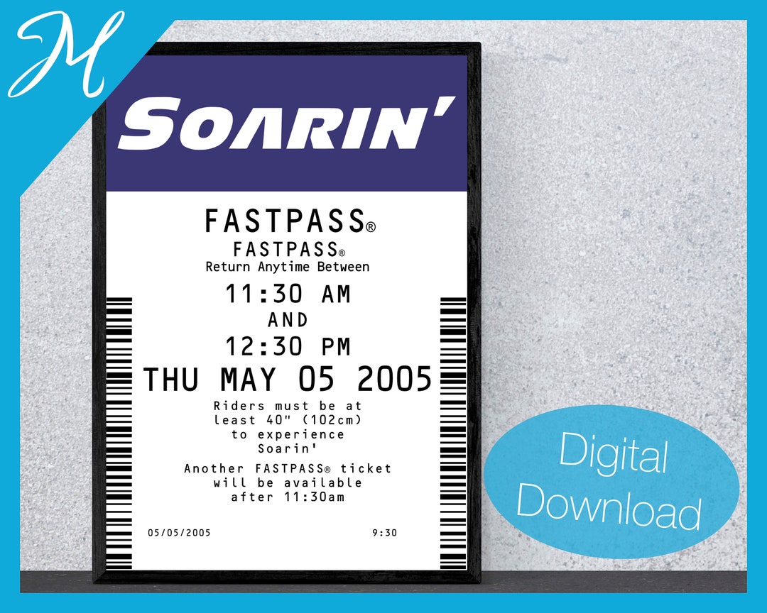 Soarin Poster (fastpass Ticket) | DIY Epcot Poster Home Decor ...