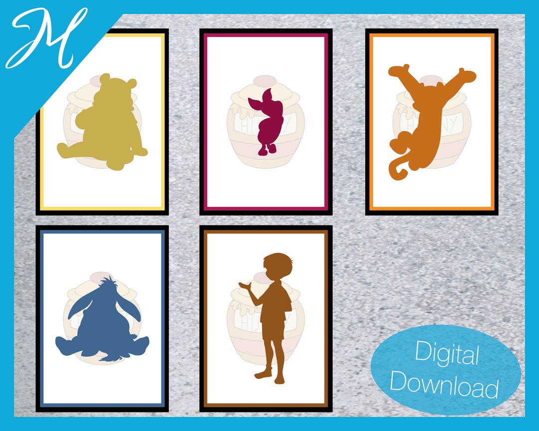 Winnie the Pooh Poster Prints Winnie the Pooh Nursery Set of 5 ...