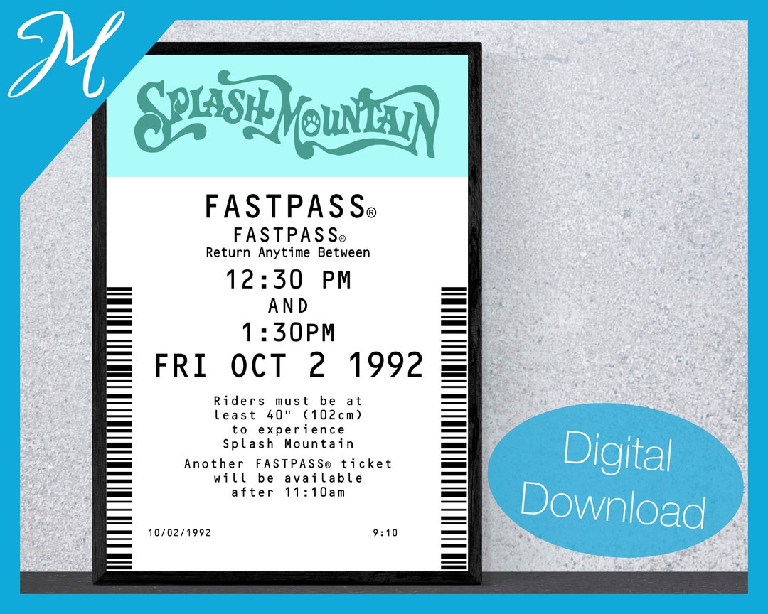 Splash Mountain Poster (fastpass Ticket) Wall Art | Home Decor ...
