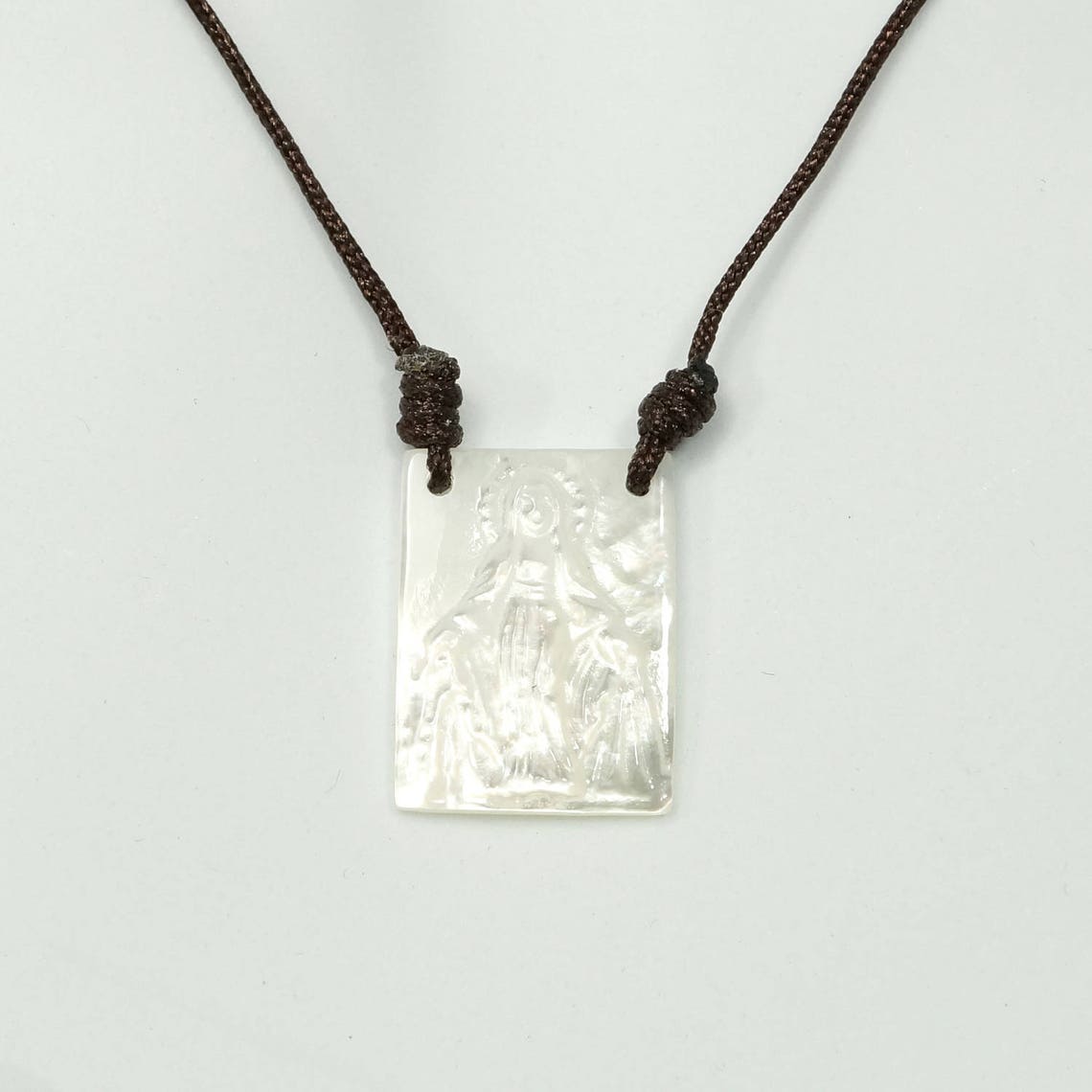 Brown Scapular Scapulario Style Mary Mother of Pearl String - Etsy