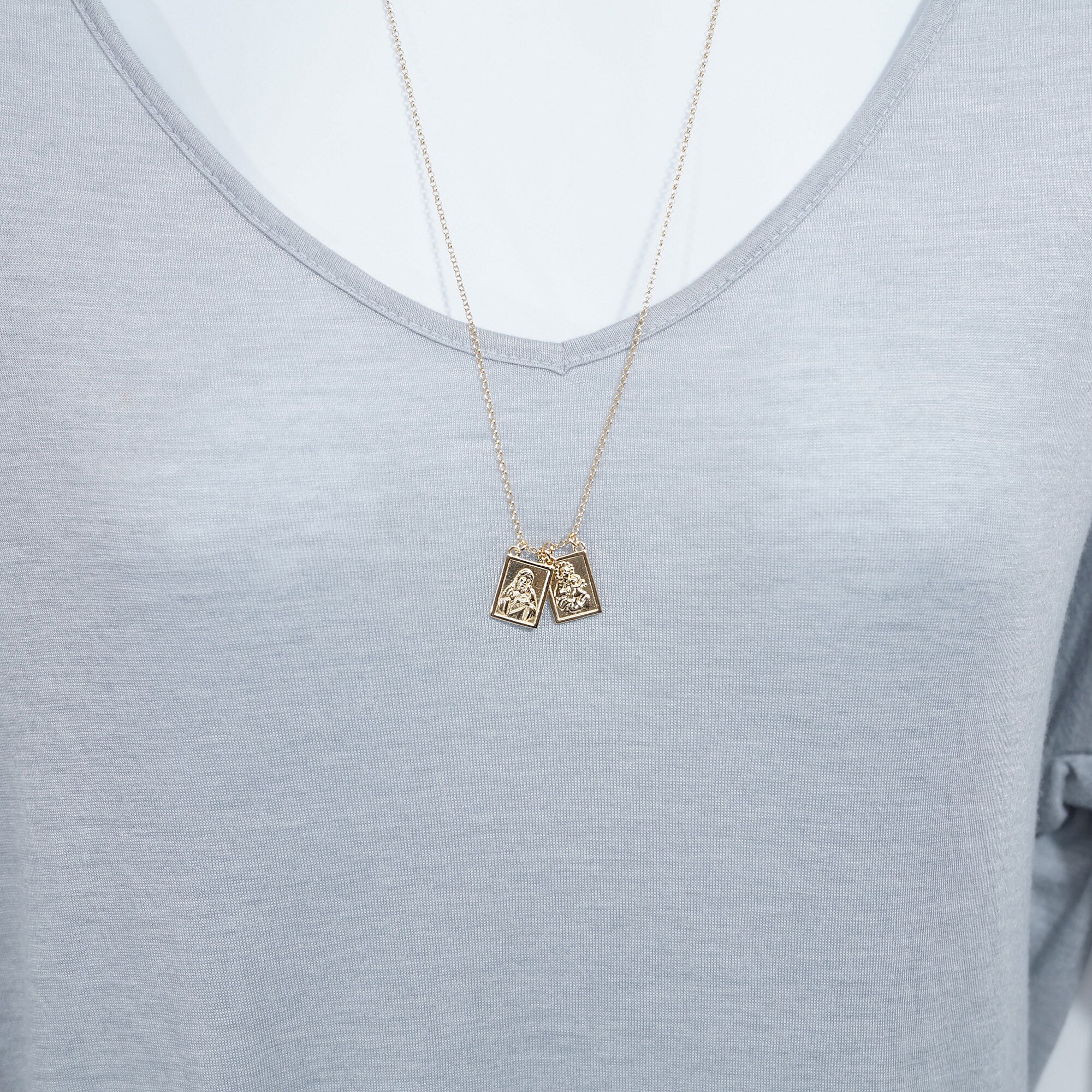 Unisex Solid Sterling Silver Scapular Necklace - Etsy