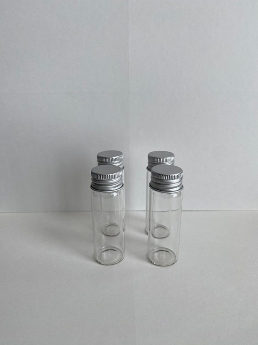 Mini Glass Jars W/screw Lids. Set of 4 Jars. 2-1/2" X 3/4". Aluminum ...