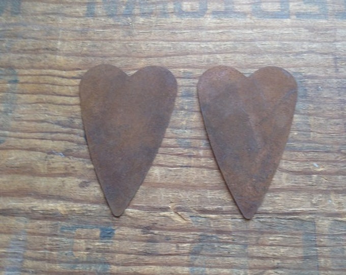 2-3/4 X 1-1/4 Rusty Tin Heart. Package of Two 2. Tin Hearts. Rusty Tin ...