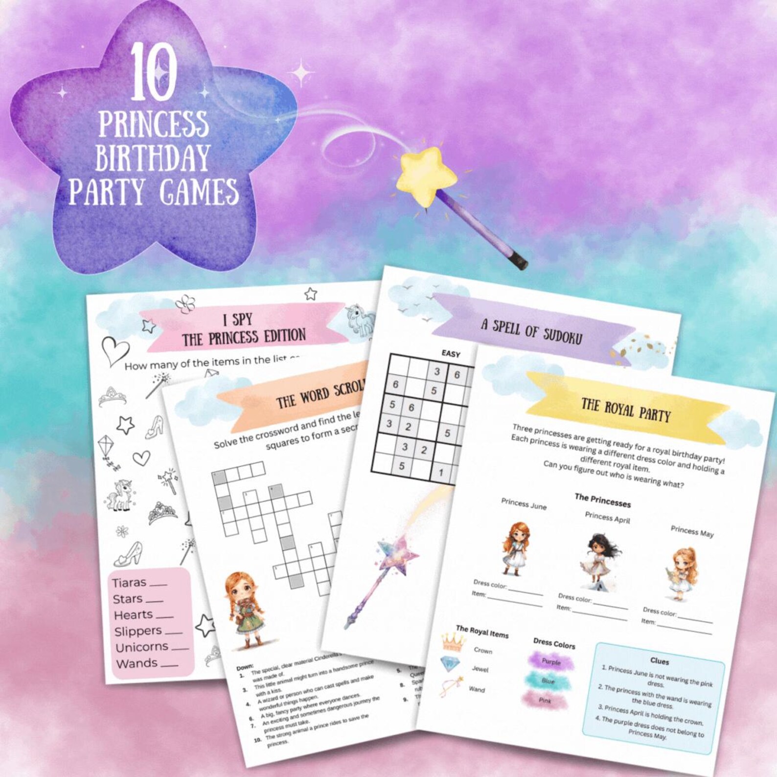 Princess Birthday Party Games Bundle, Fairy Tale Activities (digital ...