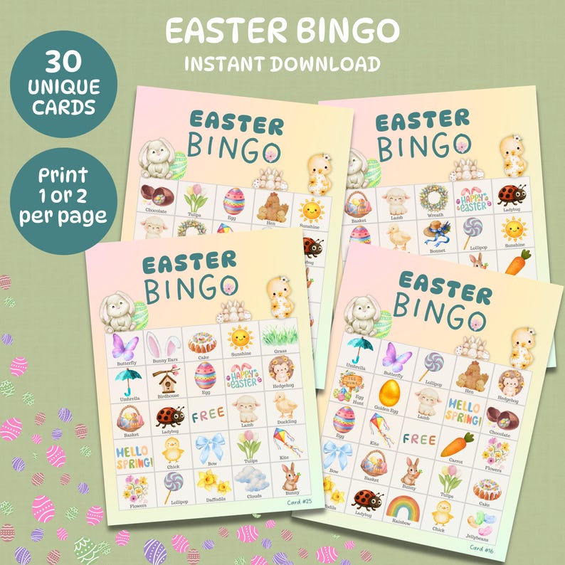 Easter Bingo Game, Printable Spring Classroom Activity, Easter Party ...