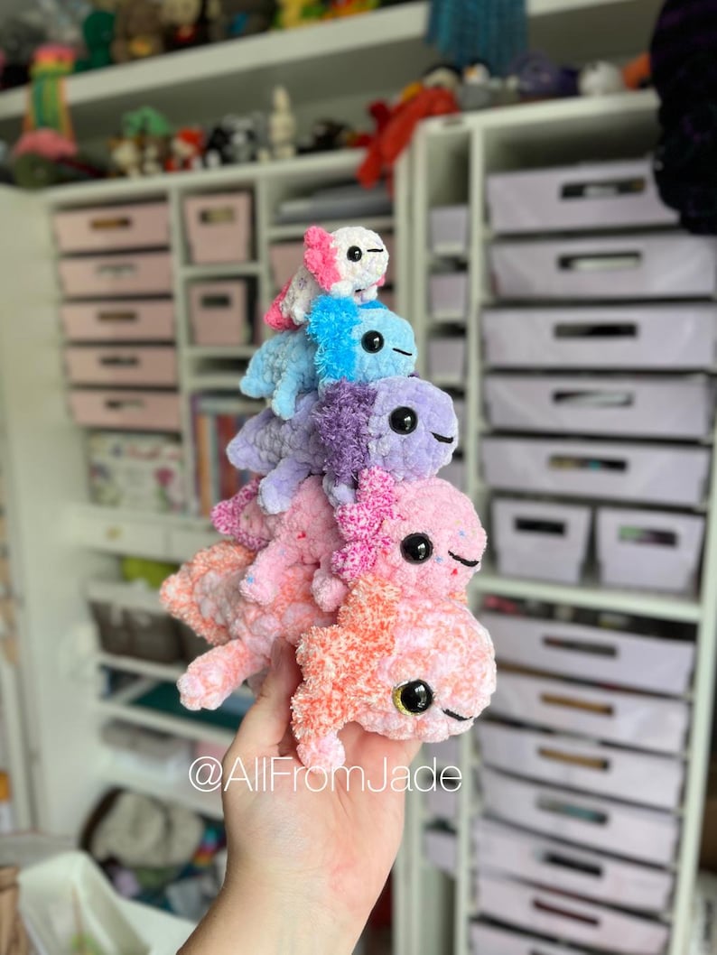 NO-SEW Crochet PATTERN: Baby Axolotl (english/french) - Etsy