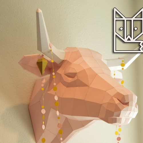 Fake Trophy Cow Cattle Cow Deco Kit Diy Papercraft Kit in - Etsy