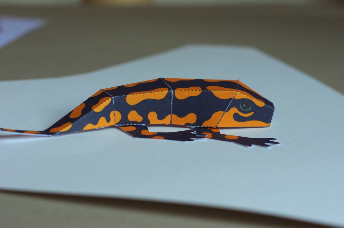 Salamander Papercraft Kit in Black and Yellow. DIY Salamander for ...