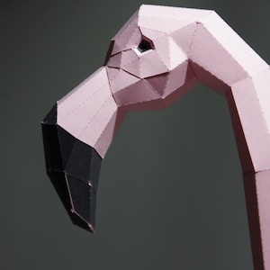Flamingo Papercraft Kit, Pink Flamingo Geometric Paper Sculpture, DIY ...