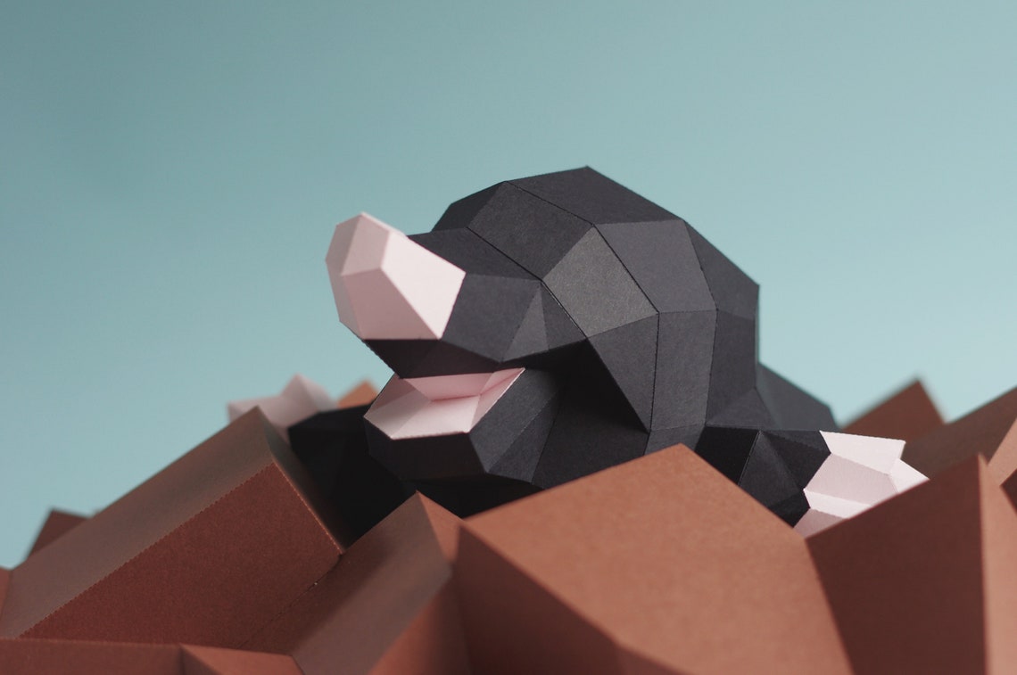 Happy Mole, Papercraft Kit by Paperwolf. Funny Molehill, a Cubic Paper ...
