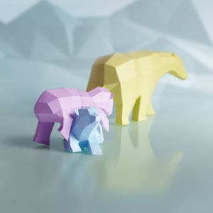 Paperwolf Polar Bear Family Papercraft Kit, Set With 3 Bears, Polygonal ...