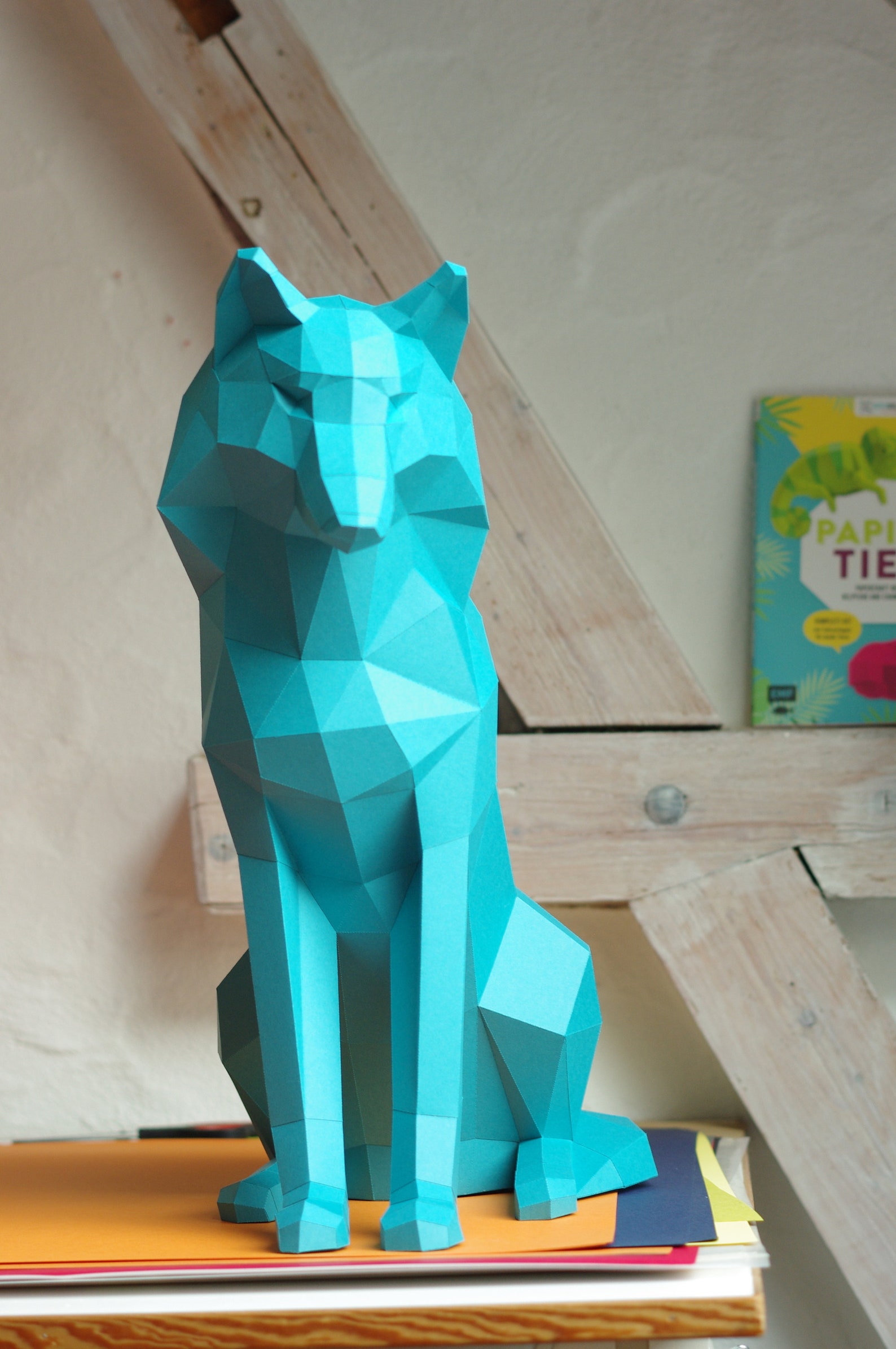 The Paper Wolf Papercraft Kit, Sitting Wolf by Paperwolf. Friendly ...
