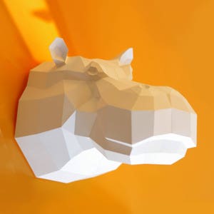 Hippo Hippopotamus Paper Animal, Papercraft Kit, Wall Trophy, Paper ...