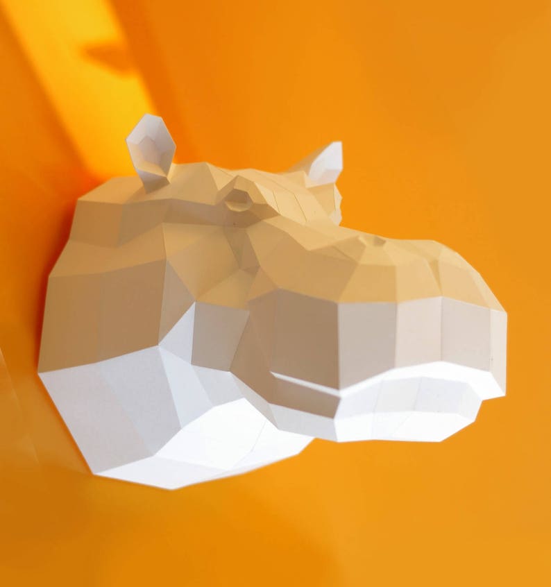 Hippo Hippopotamus Paper Animal Papercraft Kit Wall Trophy - Etsy