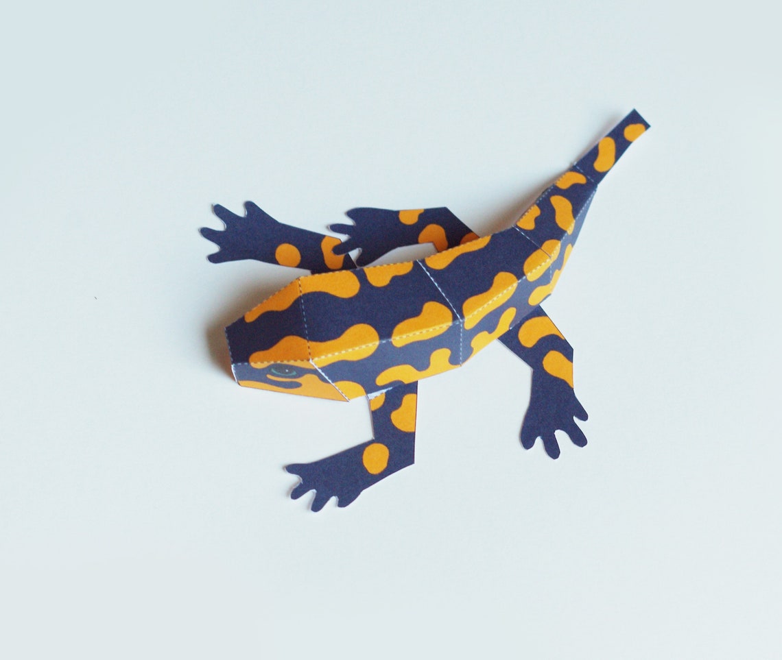 Salamander Papercraft Kit in Black and Yellow. DIY Salamander for ...