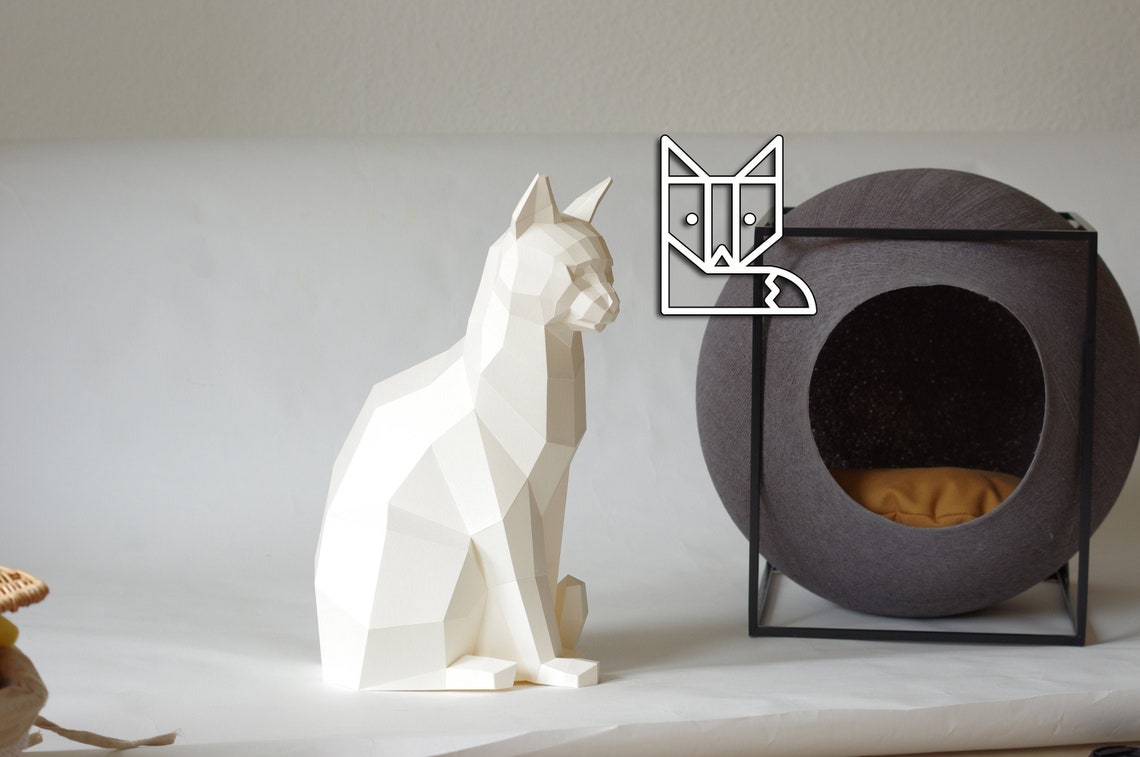 Sitting Cat Papercraft Kit by Paperwolf Perfect Lockdown | Etsy
