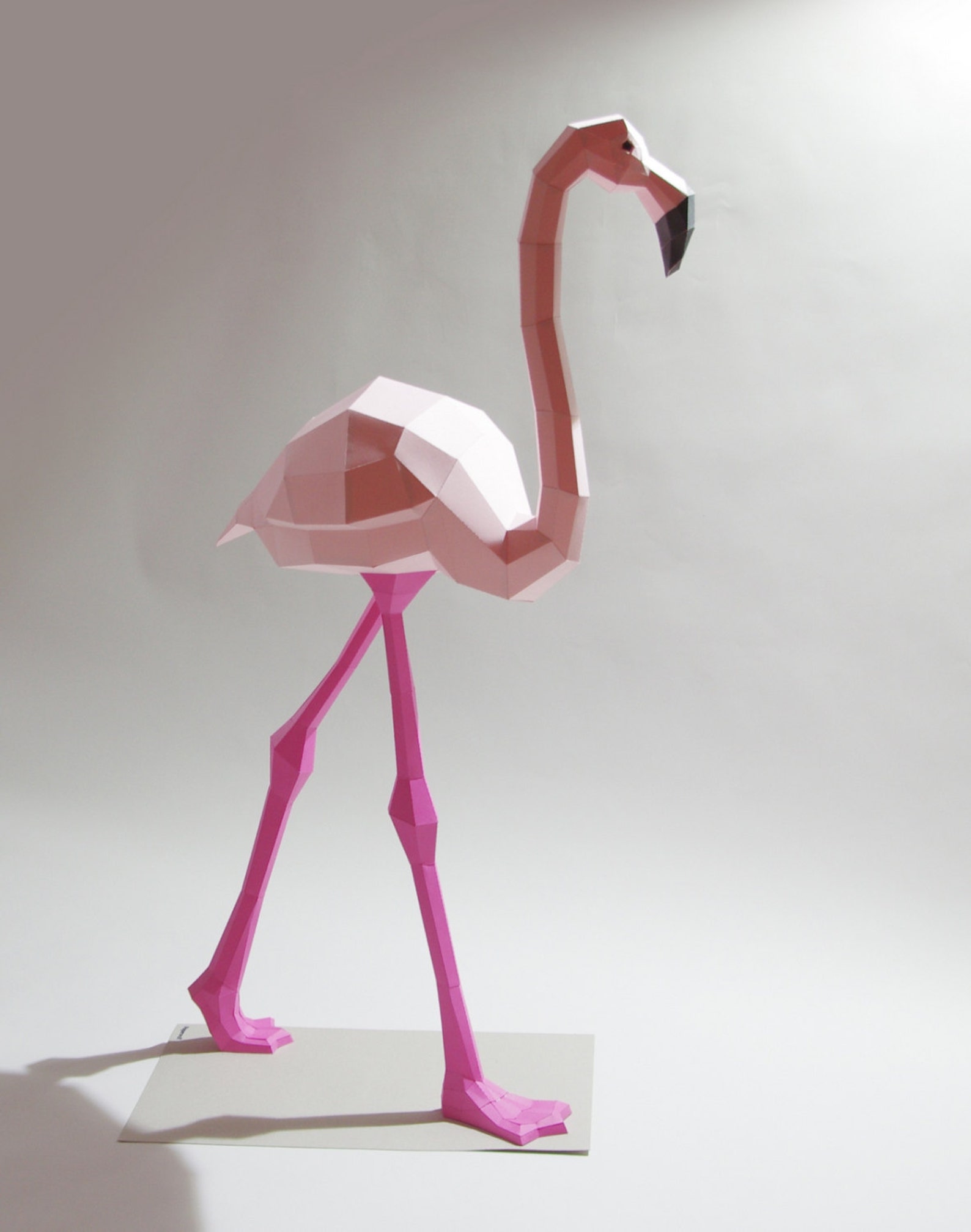 Flamingo Papercraft Kit, Pink Flamingo Geometric Paper Sculpture, DIY ...