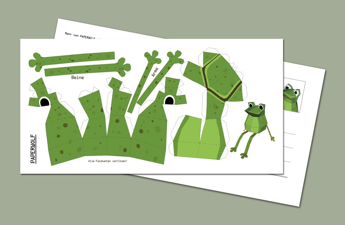 Postcard mini Frog DIY Papercraft Template Size: 210x105mm - Etsy Canada