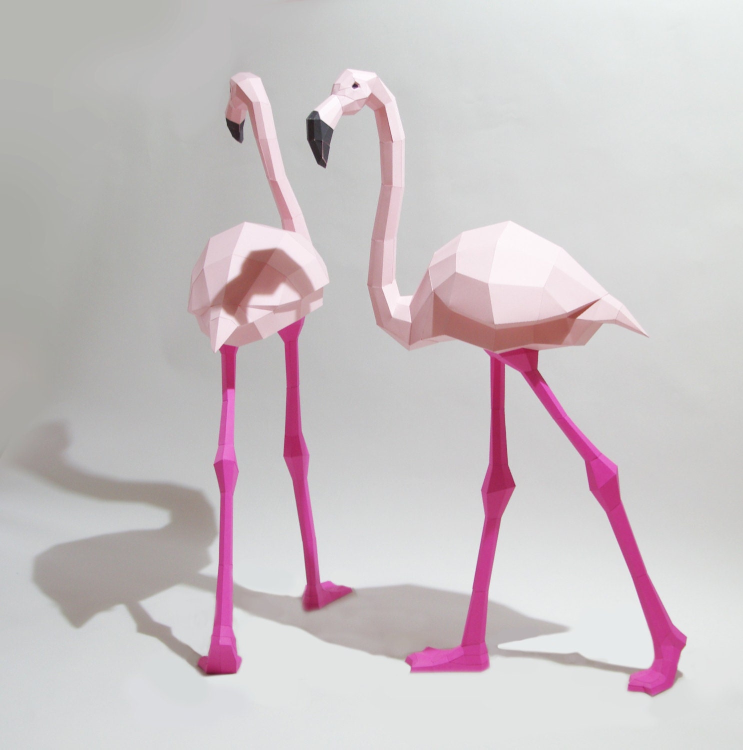 Flamingo Papercraft Kit, Pink Flamingo Geometric Paper Sculpture, DIY ...