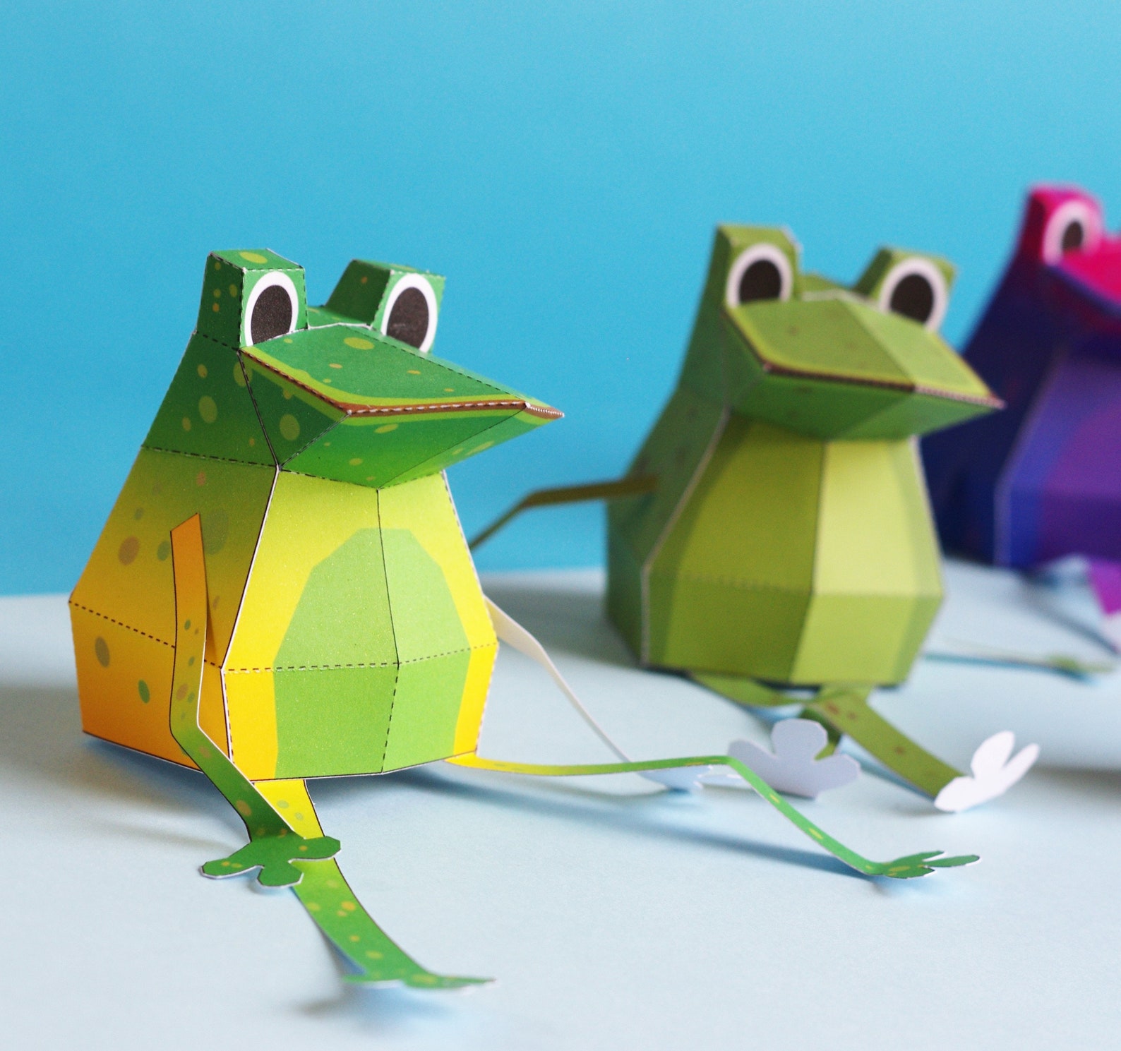 Colorful Frogs Papercraft Kit for Children Pdf Digital | Etsy