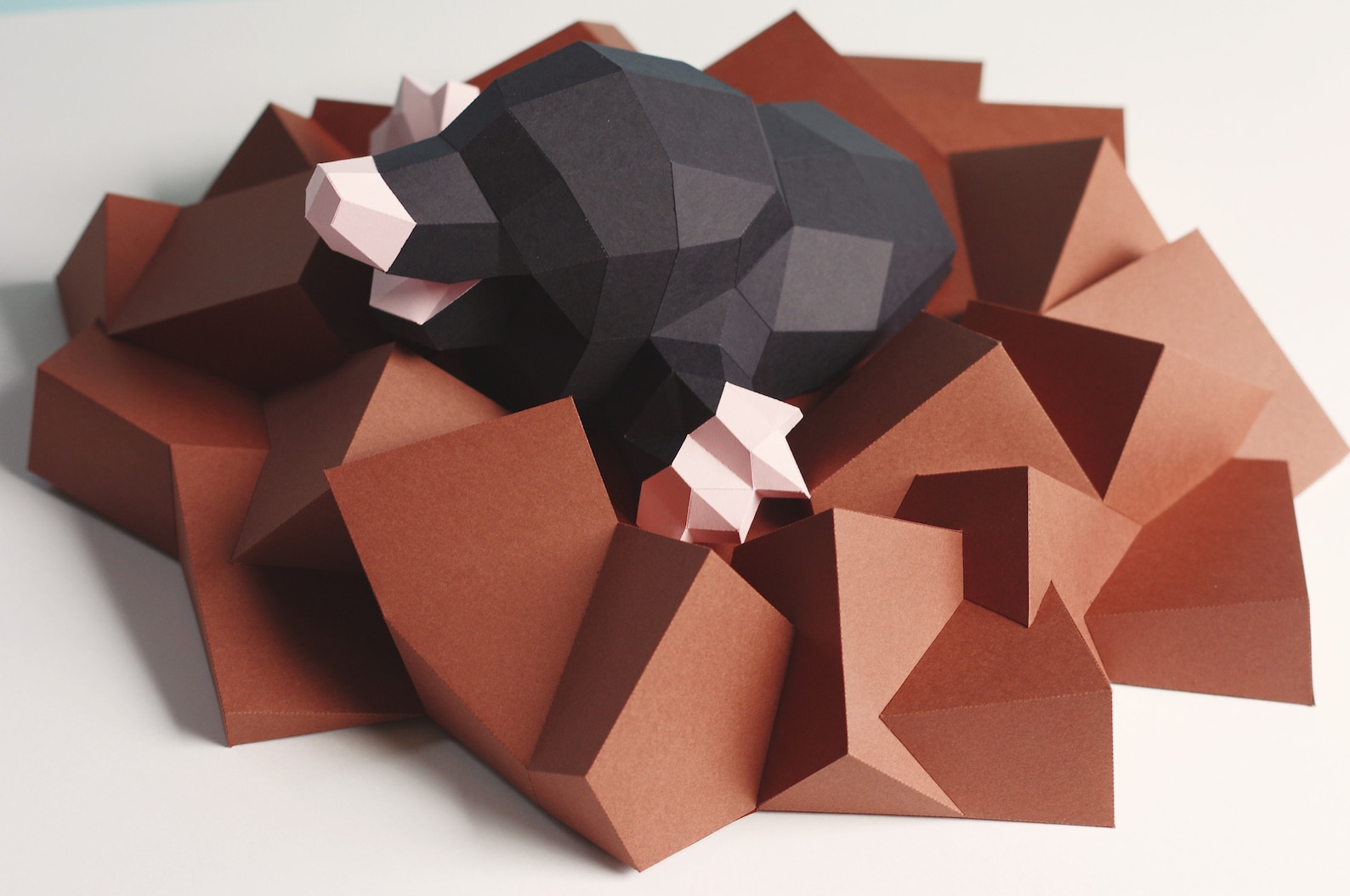 Happy Mole, Papercraft Kit by Paperwolf. Funny Molehill, a Cubic Paper ...